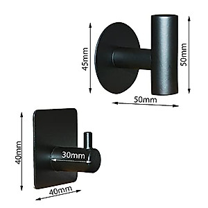 8 Packs Adhesive Towel Hooks - Stainless Steel Bathroom Hook, Wall Towel Hooks Heavy Duty Adhesive Hooks for Bathroom Kitchen Garage Home Hotel Office (Black)