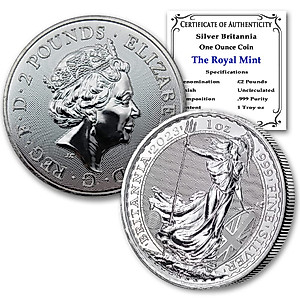 2023 Lot of (25) 1 oz British Silver Britannia Coins by the Royal Mint Brilliant Uncirculated with Certificates of Authenticity £2 BU