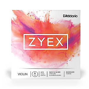 D'Addario Zyex Violin Single A String, 4/4 Scale, Medium Tension