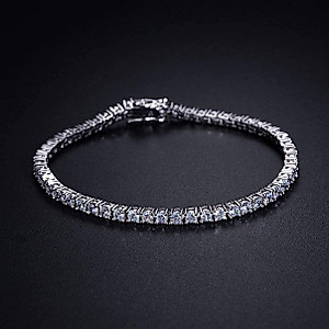 MDFUN Tennis Bracelet for Women and Men 3mm Cubic Zirconia 18K White Gold Plated Size 7.5 inches