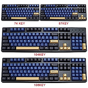 MOLGRIA Blue Samurai Keycaps, 129 Set PBT KeyCaps for Gaming Keyboard, Cherry Profile Dye Sublimation Custom Keycaps with Puller for Gateron Kailh Cherry MX Switch 104/87/71/61 60 Percent Keyboard