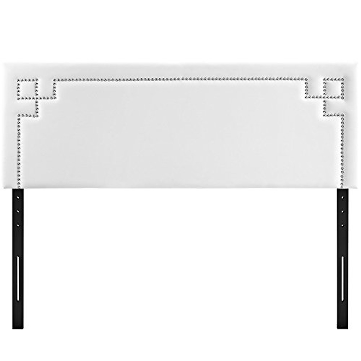 Modway Josie Faux Leather Upholstered Queen Headboard in White with Nailhead Accents