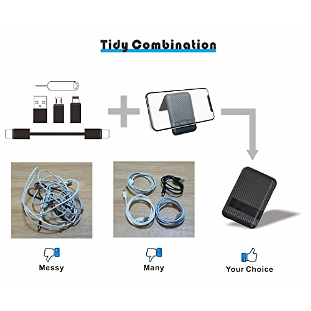 Yinow USB Type C to C Charging and Data Transfer Cable with 3 USB Adapters Combination Set in Credit-Card Size Case