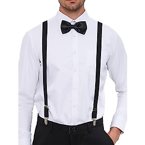 habibee Solid Color Mens Suspender Y Shape with Strong Clips Adjustable Braces