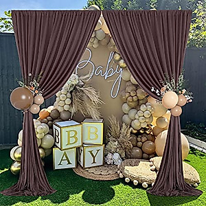 30ft×8ft Wrinkle Free Brown Backdrop Curtain for Parties, 6 Panels 5×8ft Soft Silky Polyester Umber Photo Backdrop Drapes forTeddy Bear Bee Birthday Party Baby Shower Wedding Photography