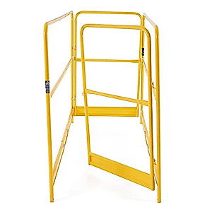 MetalTech Versatile 6 Foot Metal Guardrails System Accessory Baker Style for Select Jobsite Series Scaffolding Platform with Non Slip Deck, Yellow