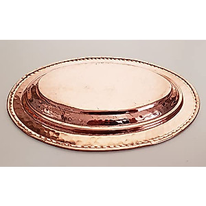 DLK - Handmade Pure Copper Serving Plate - Iskender Kebab Plate - Turkish Kebab presentation - Oval Copper Plate 12 inch (31cm)