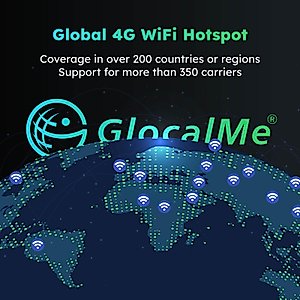 GlocalMe DuoTurbo 4G LTE Portable WiFi Hotspot for Travel in 200+ Countries, Mobile Hotspot Device with Global 1GB & Local 10GB Data 30Days, SIMFREE and Dual Modem, 10 Devices Connected(White)