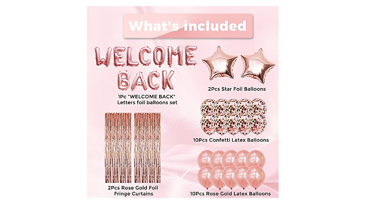 Welcome Back Party Decorations - Rose Gold Balloons & More