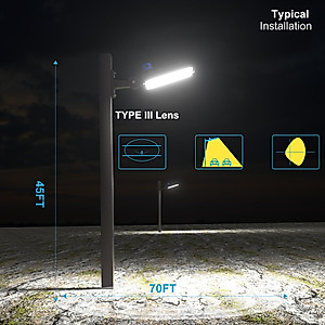 320W(350x1W LED) LED Parking Lot Lights Outdoor 48000LM 5000K Parking Lot LED Lights Commercial, IP65 Led Pole Light Arm Mount with Photocell (Driver Equipped, 7Yrs Warranty)-4Pack