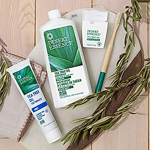 Desert Essence Tea Tree Oil Toothpaste - Mint - 6.25 Oz - Pack of 2 - Refreshing Taste - Deep Cleans Teeth & Gums - Helps Fight Plaque - Sea Salt - Pure Essential Oil - Baking Soda