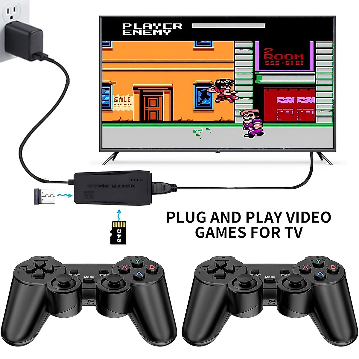 BLANDSTRS Handheld Game Console, Retro Game Player with 500 Classic FC Games 3.0 inch Screen, Rechargeable Battery Portable Games Controller Support for 2 Players & TV for Kids & Adult (Black)