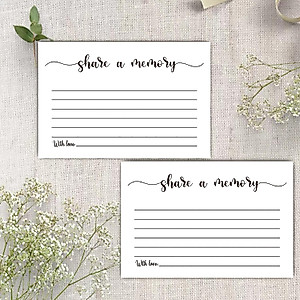 50 Share a Memory Cards, Memory Card for Celebration of Life, Graduation, Wedding, Retirement, Going Away Party (4" x 6")