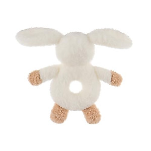 Apricot Lamb Baby Bunny Rabbit Soft Rattle Toy, Plush Stuffed Animal for Newborn Soft Over 0 Months 6 Inches, White (brown hands and feet)
