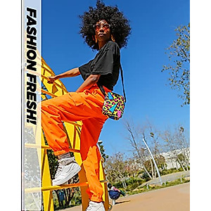 Fydelity Rainbow Checkered Small Crossbody Bag for Women, Sling Bag Festival Crossbody Bag for Men, Womens Sling Side Shoulder Bag, Crossbody Bags Festival Bag Concert Cross Body Bag Purse Gay Pride