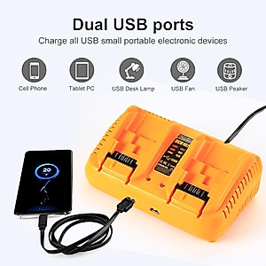 Energup Replacement DCB102BP Charger for DEWALT 20-Volt MAX Jobsite Charging Station DCB102 for Dewalt 20v Charger Compatible for DCB205-2 DCB204-2 Dewalt 20v Lithium Batteries