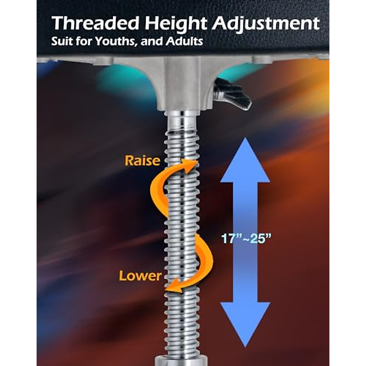 EHWD Premium Motorcycle Drum Throne, Rotatable Stool, Memory Foam Cushion with Anti-Skid Groove, Threaded Height Adjustment with Die-Cast Tripod. Edge Hardware Design NE1M