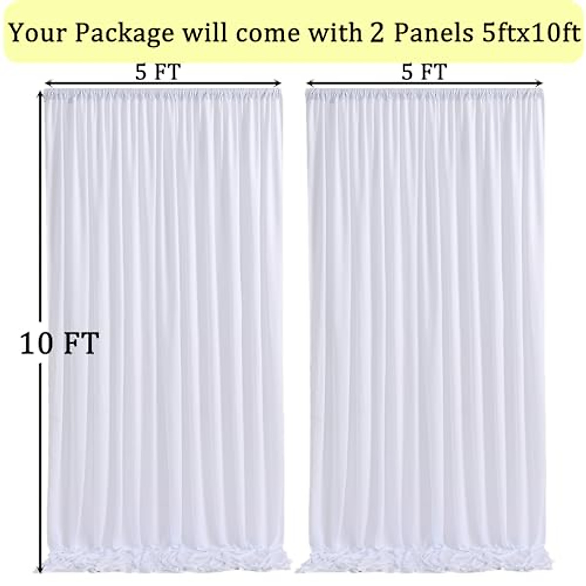 10ft x 10ft Wrinkle Free White Backdrop Curtains for Parties, Polyester Photo Backdrop Drapes 2 Panels 5x10ft for Birthday Wedding Photography Backgroung Baby Bridal Shower Home Decorations