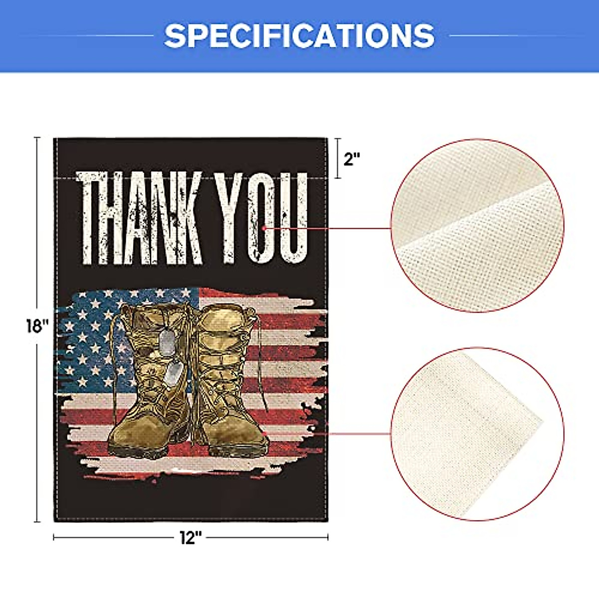 AVOIN colorlife Memorial Day Thank You Garden Flag 12x18 Inch Double Sided Outside, Military Soldiers Boots American Flag Patriotic Veteran Yard Outdoor Flag