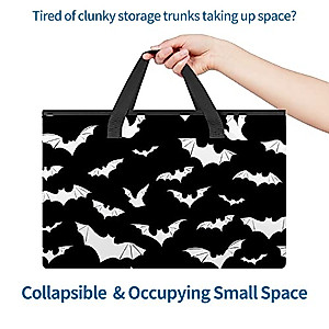 GACTIVITY Black And White Goth Bats Car Trunk Organizer,Collapsible Cargo Storage Tote Bag,Non Slip,3 Divider Compartments, Automotive Interior Accessories for Auto SUV Truck Vehicle Picnic Camping