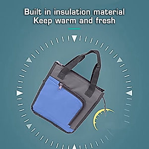 Mumusuki Insulated Reusable Grocery Bags, Widened Handle Food Delivery Bag Insulated Bag for Hot or Cold Food Delivery (blue)