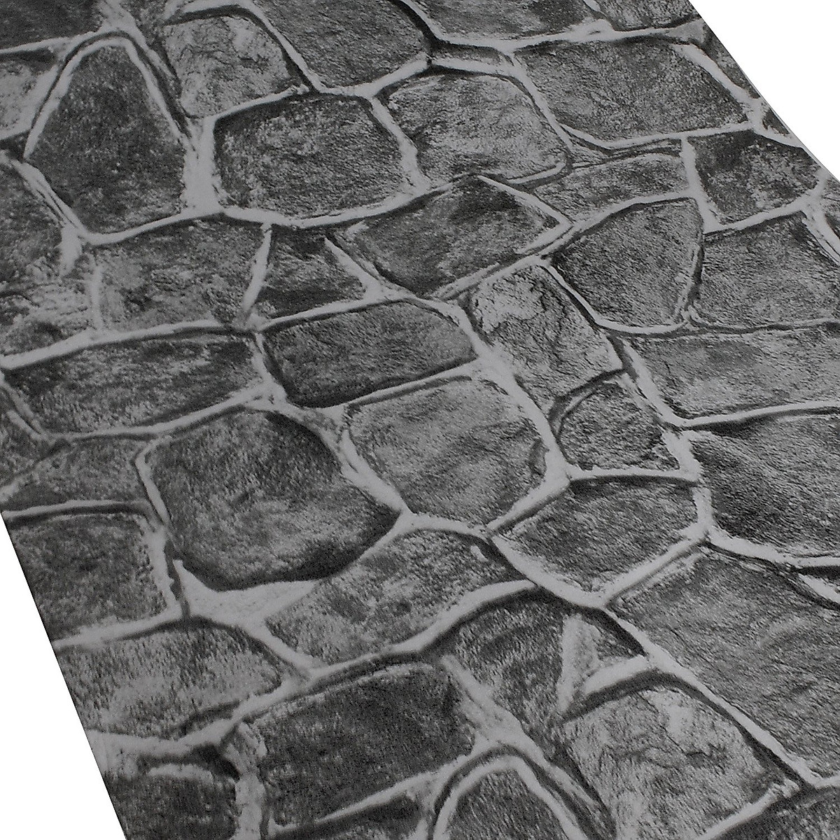 11 Yards Stone Wallpaper Peel and Stick Removable Castle Tower Rustic Contact Paper Self Adhesive Backsplash Wall Panels Decorative for Cabinets Kitchen Dark Grey Fortress