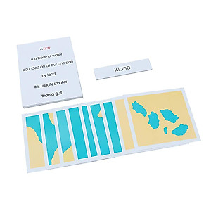Kghios Land and Water Form Cards Set- Montessori Materials for Kids Geography Educational Tools Preschool Early at Home Learning Toys