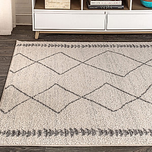 JONATHAN Y MOH203B-8 Zaina Moroccan Beni Souk Indoor Farmhouse Area-Rug Bohemian Minimalistic Geometric Easy-Cleaning Bedroom Kitchen Living Room Non Shedding, 8 X 10, Cream,Gray