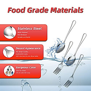 Kitware 12 Pices Fork and Spoons Silverware Set for 6, Stainless Steel Flatware Cutlery, Mirror Polished Kitchen Utensil for Home, Outdoor, Hiking, BBQ