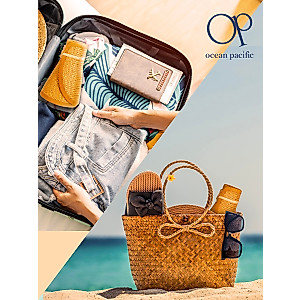 Ocean Pacific Beach Roll Up Straw Sun Hat Visor for Women, Sun Protection UPF 50 (Natural)