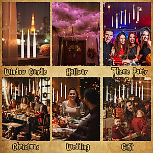 SUPERSUN Floating Candles with Wand Control, 12Pcs Hanging Flameless Candles, Christmas Candles for Christmas Decor Halloween Holiday Party Birthday Wedding Bedroom Window Home Décor