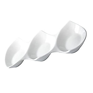 YARNOW 3 Compartment Plates 11 Inches Ceramic Serving Platter 3 Compartment Appetizer Serving Tray White Sauce Plate for Home Use Divided Serving Tray