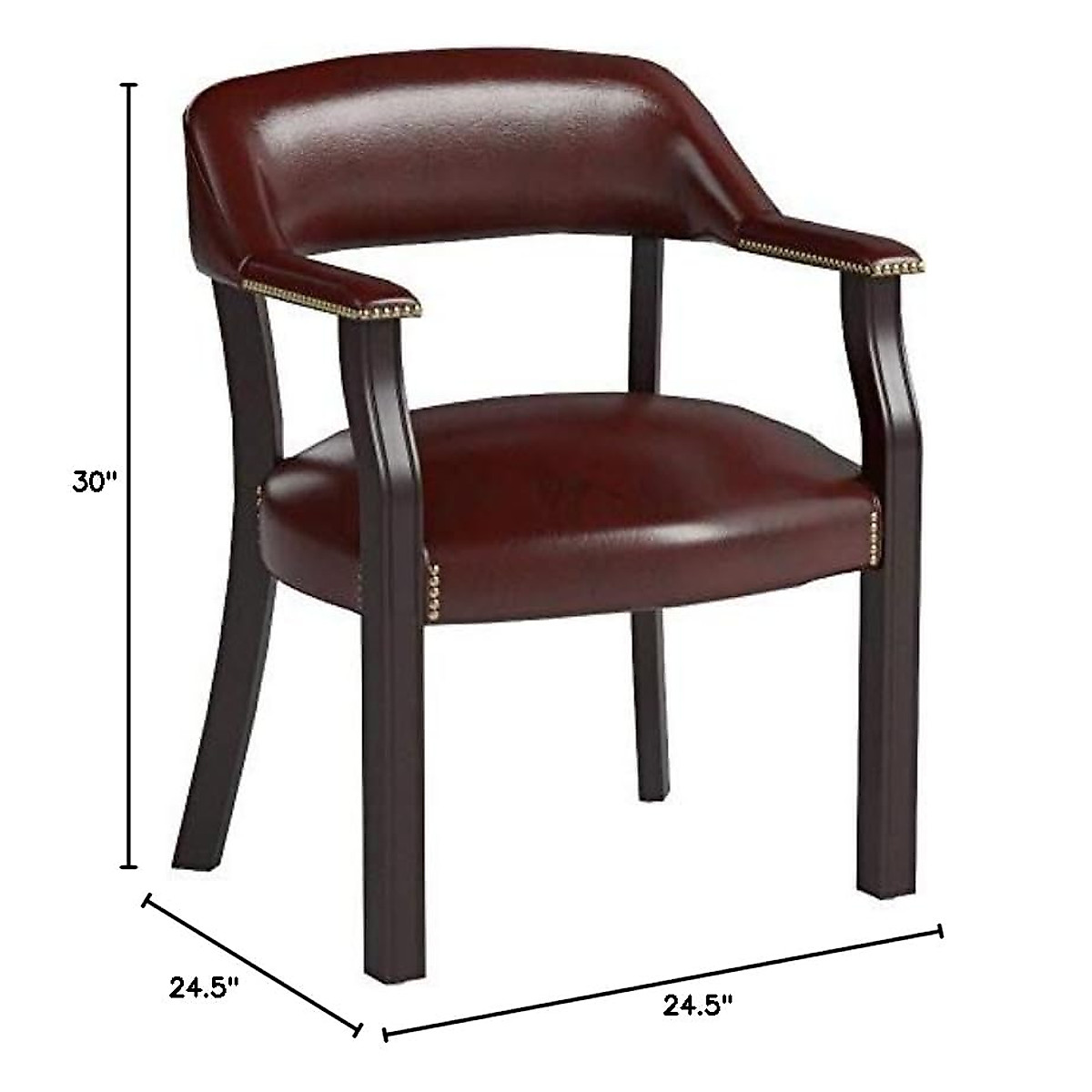 Office Star Padded Vinyl Seat and Back Traditional Guest Chair with Nailhead Accents and Mahogany Finish Wood Frame, Jamestown