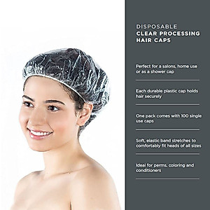Diane Disposable Clear Processing Hair Caps, For Salons, DIY, Conditioning, Dyeing, Hair Treatments, Bag of 100, D722