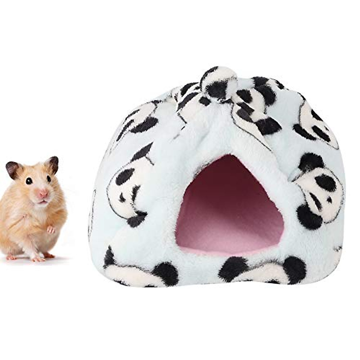 GLOGLOW Hamster Bed, Panda Shape Warm Hanging Bed Cute Warm Hammock Nest for Sugar Glider Rat Guinea Pig Gerbil Mice Hamster(L)