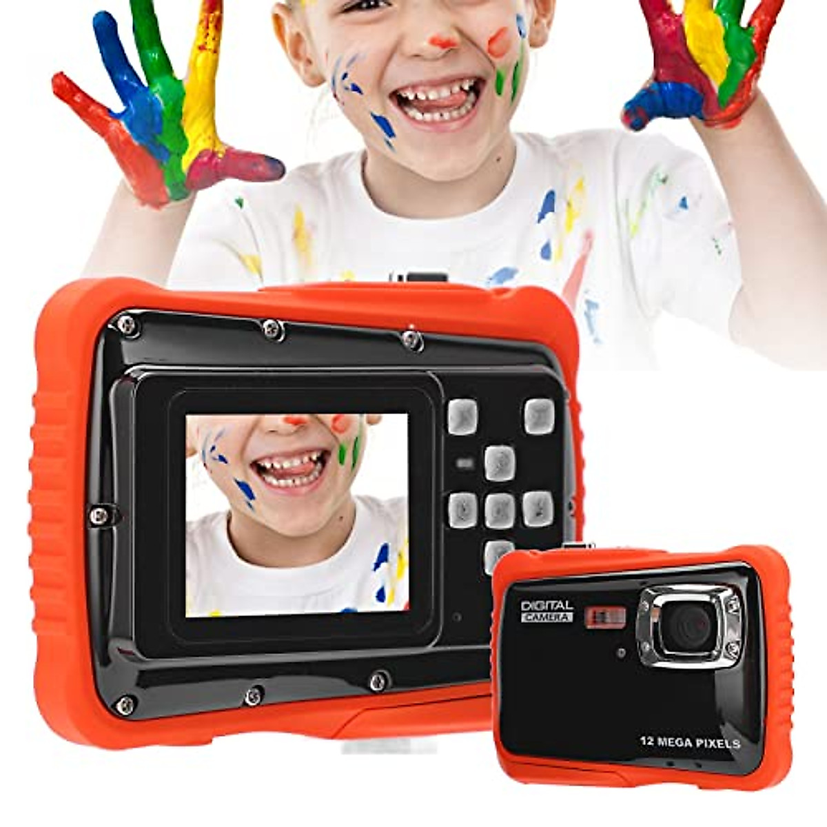 01 02 015 12MP Kids Camera, Compact 2.0 Inch Screen HD Digital Camera Cute for Gift for Toy(Black)