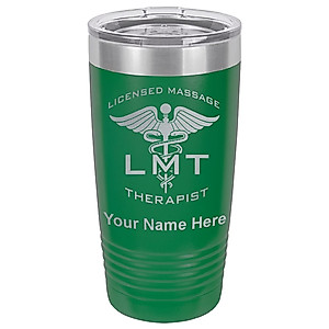 LaserGram 20oz Vacuum Insulated Tumbler Mug, LMT Licensed Massage Therapist, Personalized Engraving Included (Green)