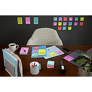 Post-it Super Sticky Notes, 3x3 in, 4 Pads, 2x the Sticking Power, Supernova Neons, Neon Colors, Recyclable(3321-SSAN-B)