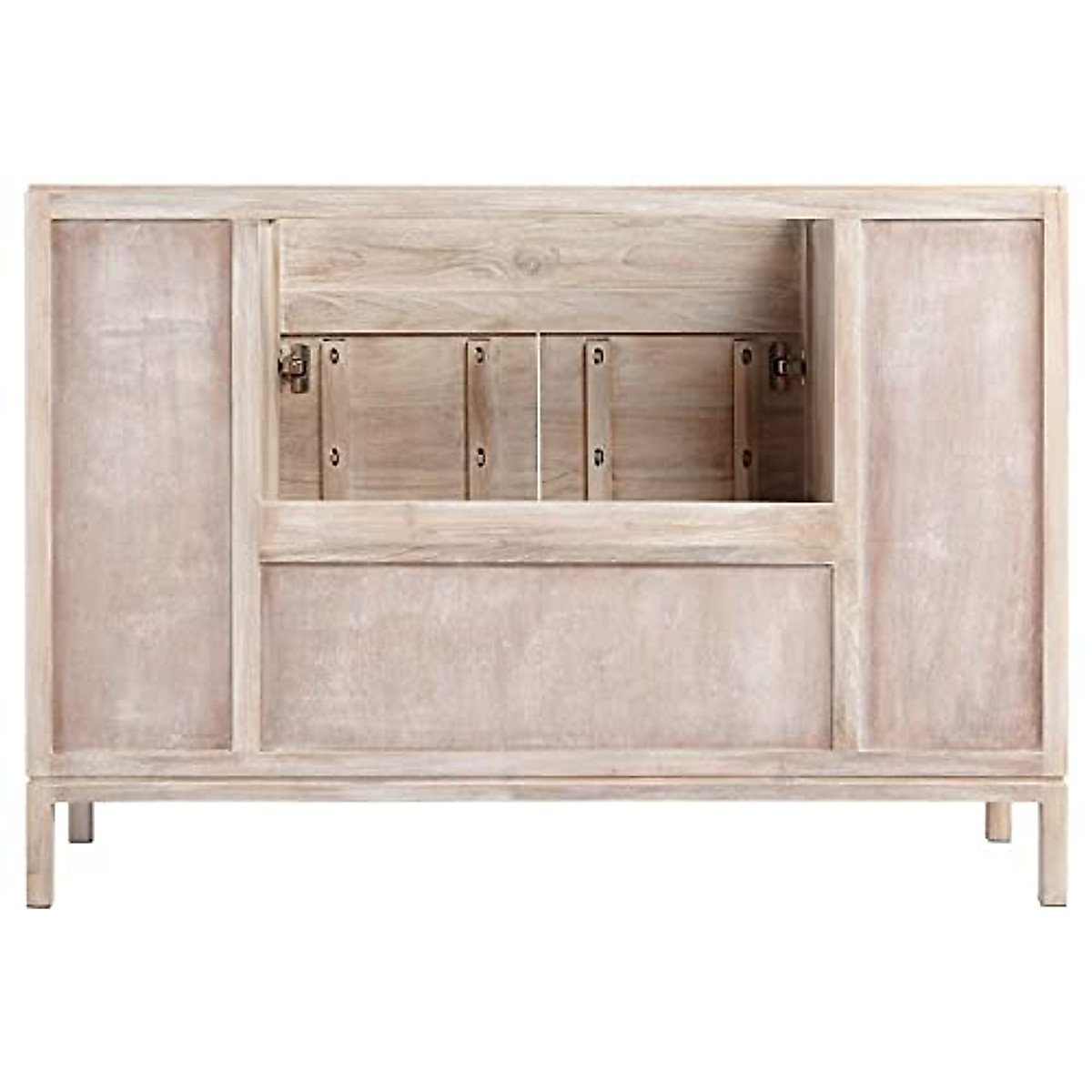 Signature Hardware 953275-48-RUMB-8 Becker 48" Free Standing Single Vanity Set with Teak Cabinet, Vanity Top, and Rectangular Undermount Vitreous China Sink - 8" Faucet Holes