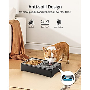 Petace Elevated Dog Bowls, Raised Dog Bowl Stand with No Spill Dog Water Bowl & Stainless Steel Dog Food Bowl, 4 Heights Adjustable for Small Medium Large Dogs and Pets