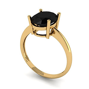 2.6 ct Oval Cut Solitaire Black Onyx Classic Art Deco Bridal Wedding Statement ring Solid 18K Yellow Gold for Women Size 10