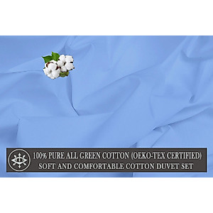 RUVANTI Sky Blue Duvet Cover King Size - Soft Egyptian Cotton Duvet Cover Set 3 Pieces with Button Closure, 1 Duvet Cover 106x96 inches and 2 Pillow Shams (No Comforter)