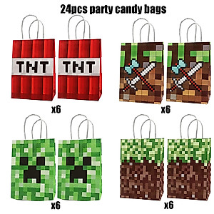 48pc the new pixel Party Gift Bags,Gift Bags Party Supplies for Kids Cute marioo Themed Party, Birthday Decoration Gift Bags Well for Girls or Boys