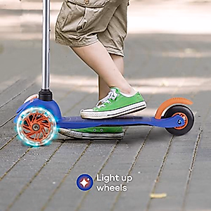 Ignight Blue/Orange 3 Wheel Scooter for Boys and Girls Ages 3+, Max Weight 75lbs, Foot-Activated Brake - Durable, Comfortable, & Easy to Ride