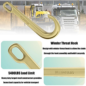 AODESTINY 2PCS 15" Heavy Duty J Hooks for Towing, Yellow Zinc Plated Tow J Hook Grade 70 Clevis J Hook for Transport Chain, 5400LBS Capacity Heavy Load