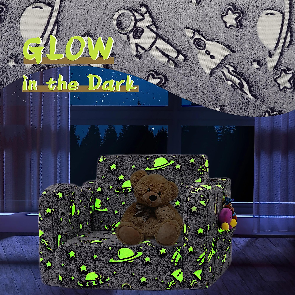 TXGDPIONEER Toddler Couch Bed, 2 in 1 Kids Sofa Couch Fold Out, Toddler Couches That Fold Out, Convertible Sofa to Lounger for Girls and Boys