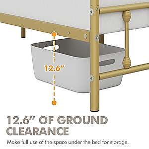 Yaheetech Classic Metal Platform Bed Frame Mattress Foundation with Victorian Style Iron-Art Headboard/Footboard/Under Bed Storage/No Box Spring Needed/Twin Size Antique Gold