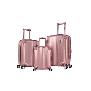 Rockland Berlin Hardside Expandable Spinner Wheel Luggage Set, Rose Gold, 3-Piece (20/24/28)