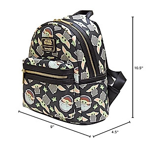 Loungefly Star Wars Baby Yoda All Over Print Womens Double Strap Shoulder Bag Purse