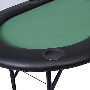 Mascarello Foldable 8 Player Poker Table Casino Texas Holdem Folding Poker Play Table